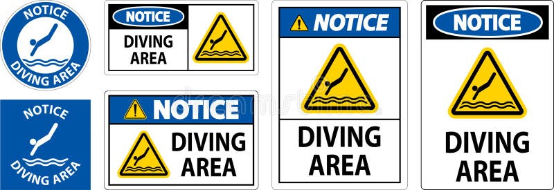 Water Safety Sign Notice - Diving Area Stock Vector - Illustration of ...