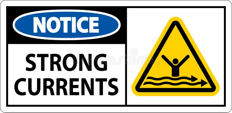 Water Safety Sign Notice - Strong Currents Stock Vector - Illustration ...