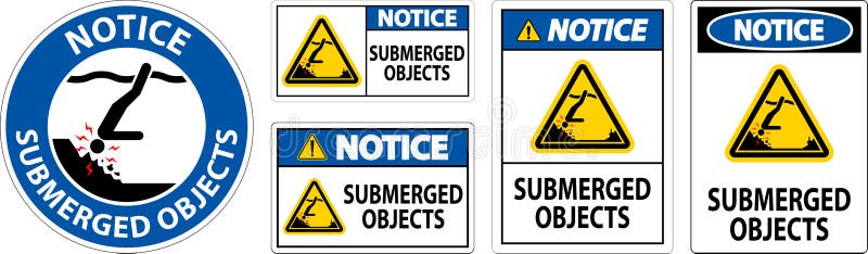 Water Safety Sign Notice - Submerged Objects Stock Vector ...