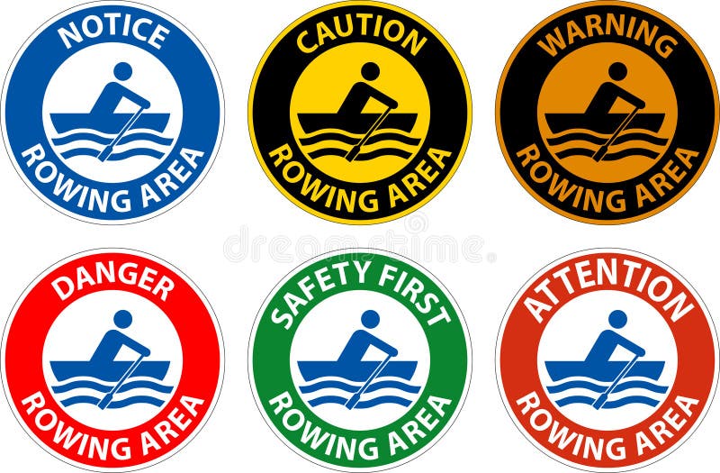 Water Safety Sign Warning - Rowing Area Stock Vector - Illustration of ...