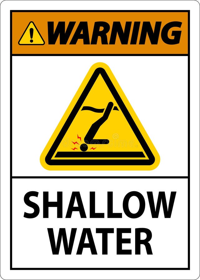 Water Safety Sign Warning - Shallow Water Stock Vector - Illustration ...
