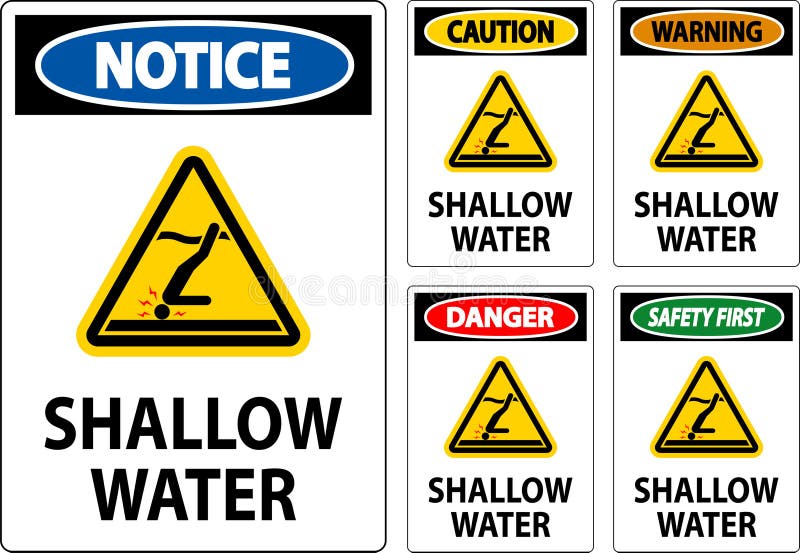 Water Safety Sign Warning - Shallow Water Stock Vector - Illustration ...