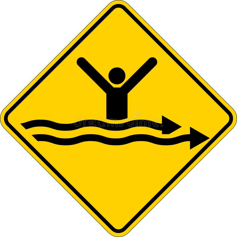 Water Safety Sign Warning - Strong Currents Stock Vector - Illustration ...
