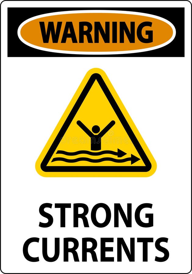 Water Safety Sign Warning - Strong Currents Stock Vector - Illustration ...