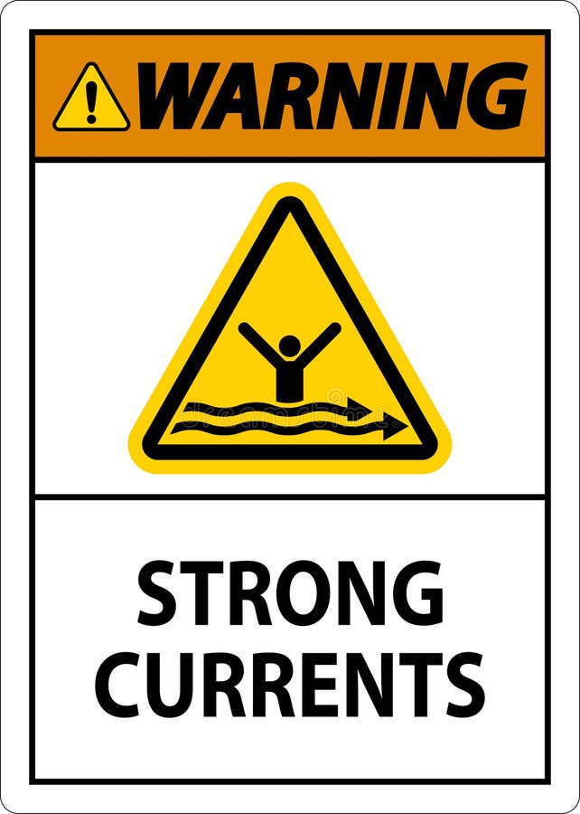 Water Safety Sign Warning - Strong Currents Stock Vector - Illustration ...