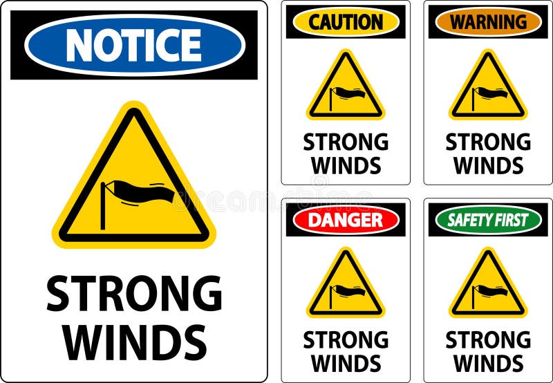 Water Safety Sign Warning - Strong Winds Stock Vector - Illustration of ...