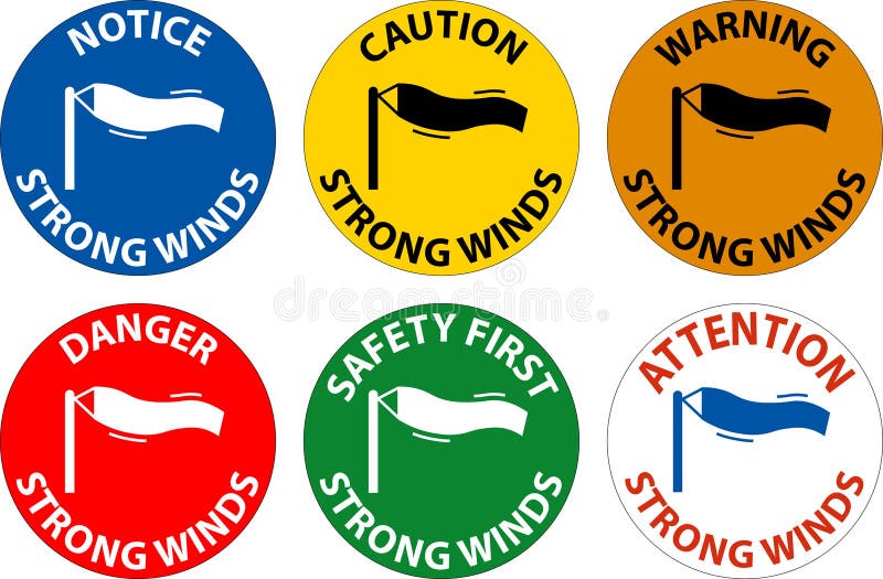 Water Safety Sign Warning - Strong Winds Stock Illustration ...