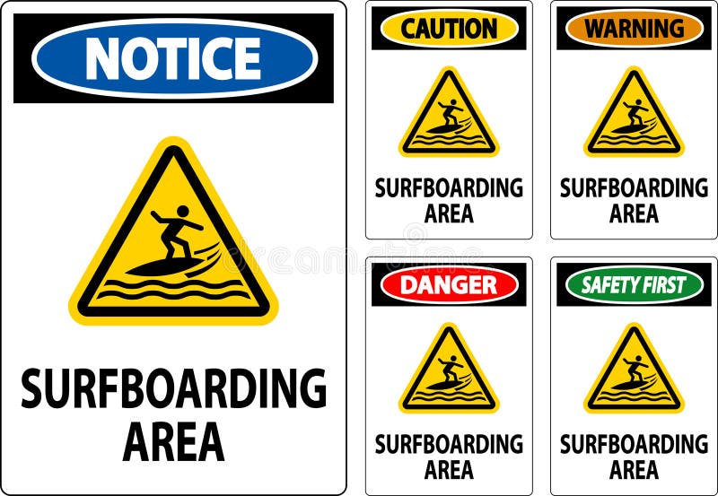 Water Safety Sign Warning - Surfboarding Area Stock Vector ...