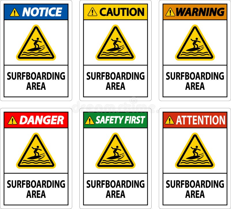 Water Safety Sign Warning - Surfboarding Area Stock Vector ...