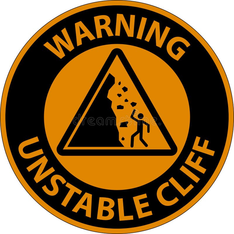 Water Safety Sign, Warning - Unstable Cliff Stock Vector - Illustration ...
