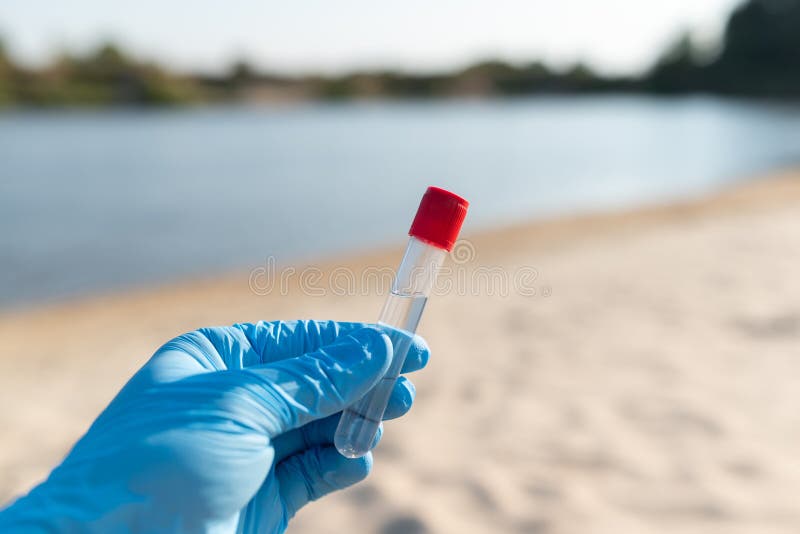 Water Sample on River Beach Stock Photo - Image of flask, scientist ...