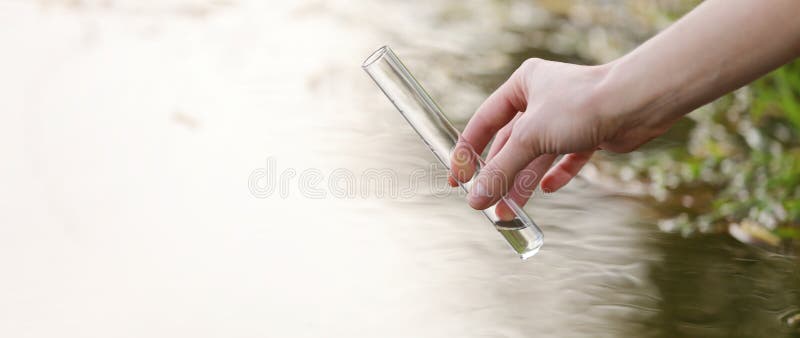 A Water Sample from the River. Water Intake. Water Abstraction. Banner ...