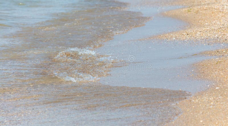 Water on the Sandy Seashore. Background Stock Image - Image of seaside ...