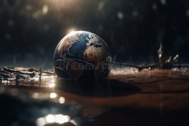 Water Scarcity - Conceptual Illustration with Planet Earth. Generative ...