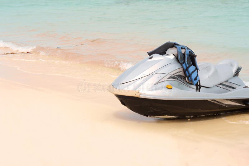 Water scooter on the beach stock image. Image of adventure - 114226443