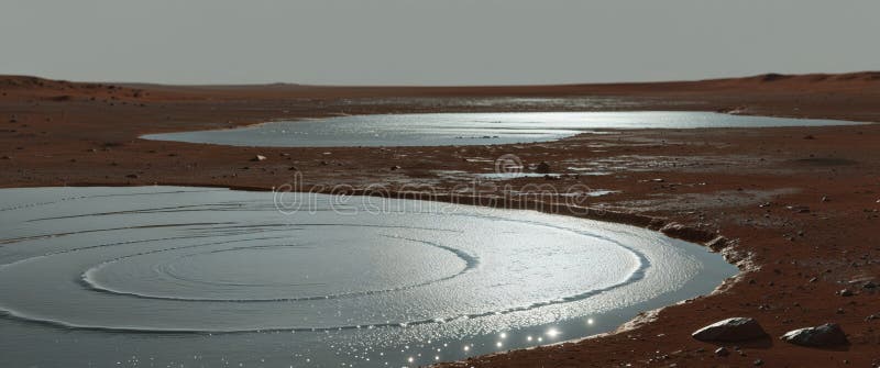 Water Shining on the Surface of Planet Mars Stock Image - Image of ...
