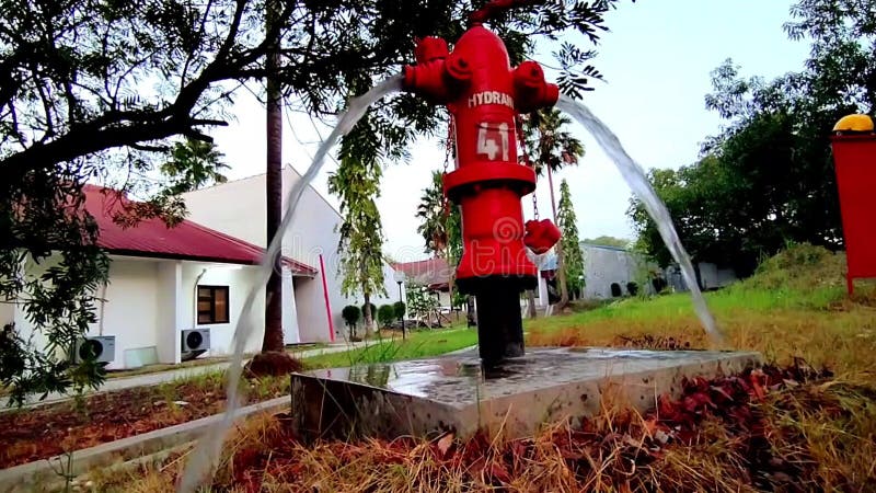 Water Shower from Two Fire Hydrant Valves of a Company in Cirebon Stock ...