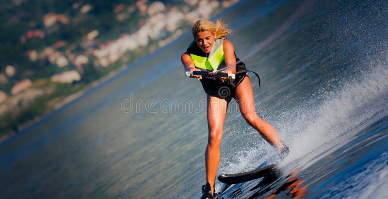 Water skiing on a sea stock image. Image of summer, beautiful - 250825687