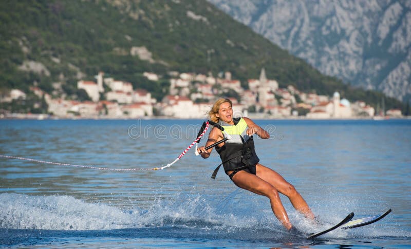 Water skiing stock image. Image of people, delight, horizon - 44312399