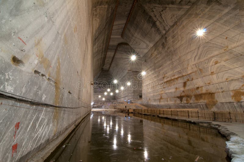 Water in the Slanic Prahova Salt Mine Stock Photo - Image of ceiling ...