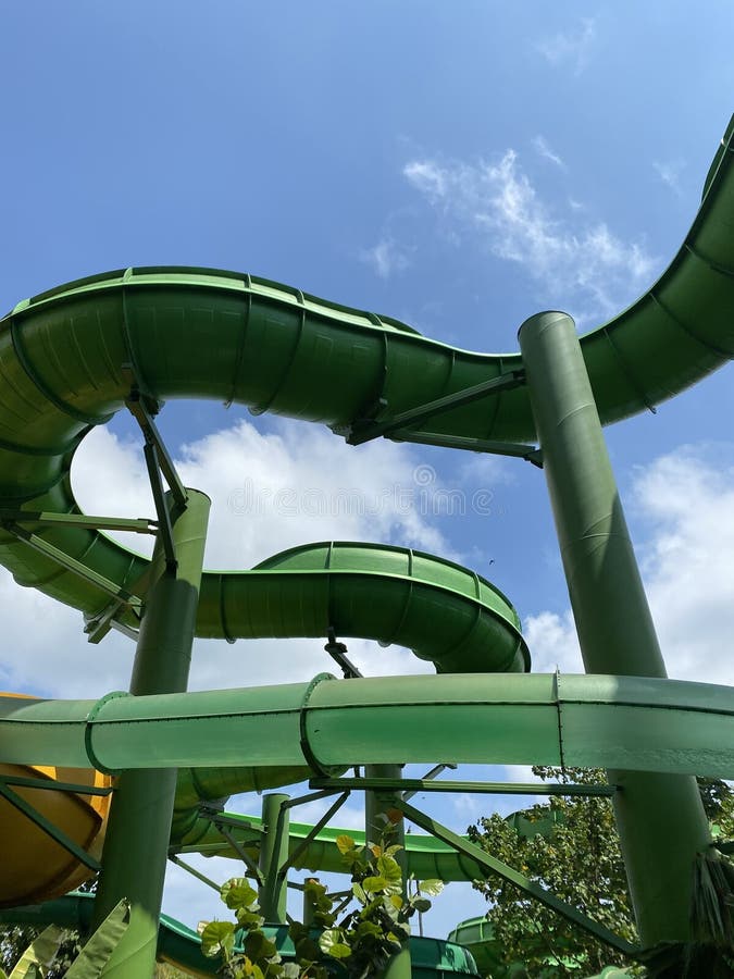 Water Slide with a Clear Blue Sky in the Back Stock Image - Image of ...