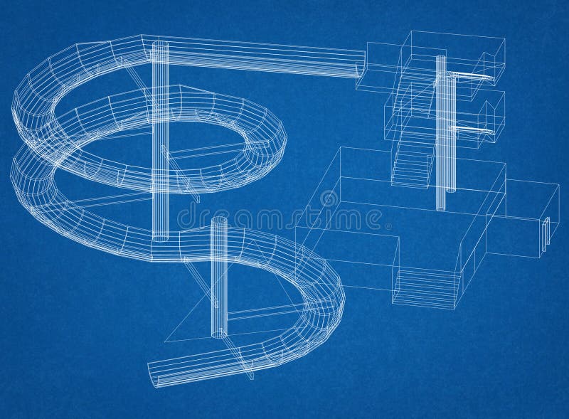 Water Slide Design - Architect Blueprint Stock Illustration ...