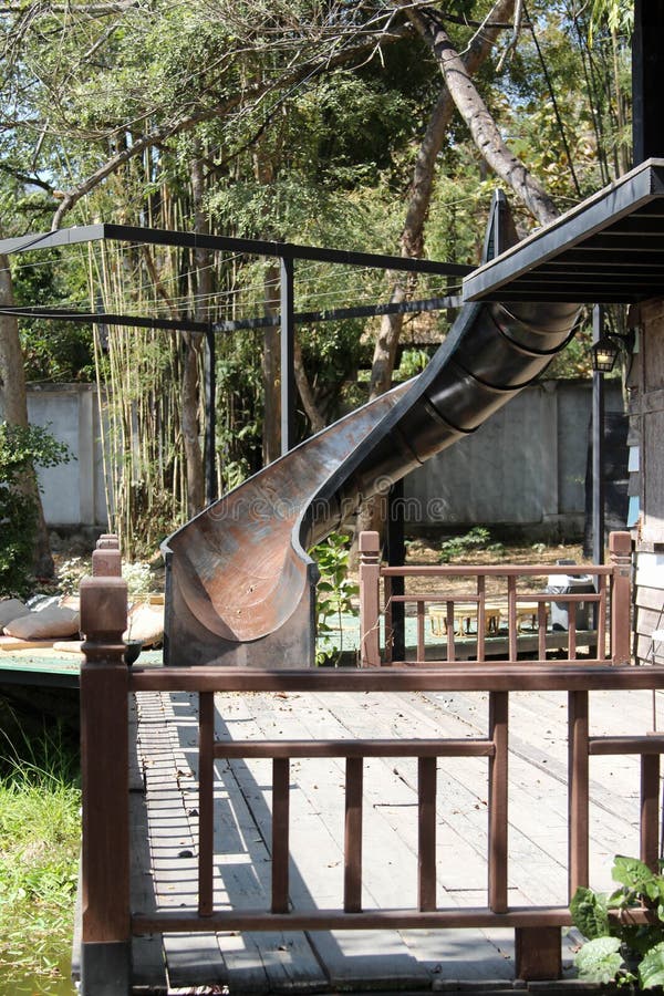 Abandoned Old Water Slide in the Park Stock Image - Image of slide ...