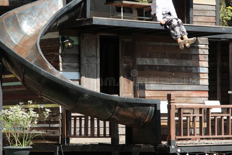 Water slide in the park stock image. Image of vacation - 139827415
