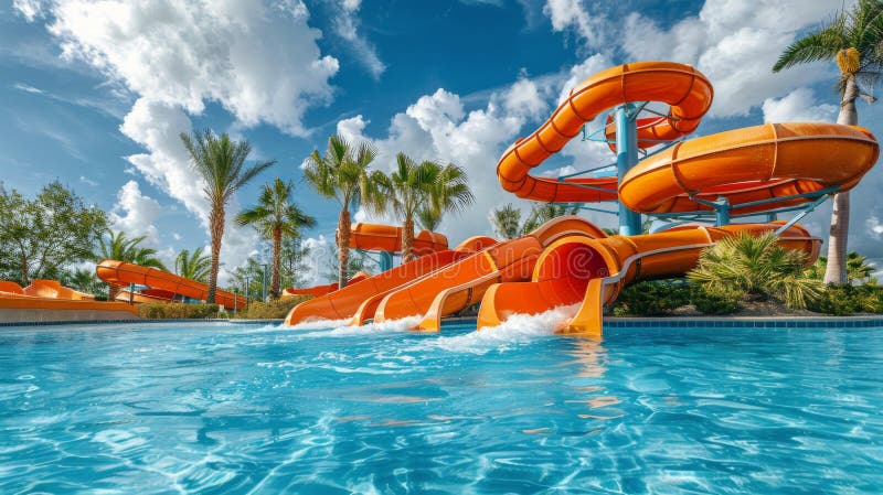 Water Slide in Pool stock image. Image of poolside, amusement - 312587501