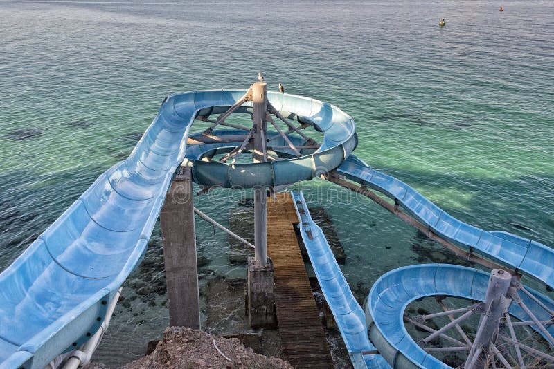 Water slide by the sea stock image. Image of splash, outdoor - 50279657