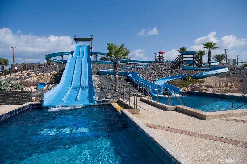 Water Slide in the Theme Park . Stock Image - Image of popular, hotel ...