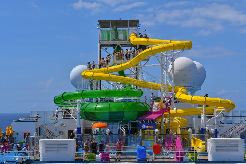 Water Slides and Splash Zone on Cruise Ship. Editorial Stock Photo ...