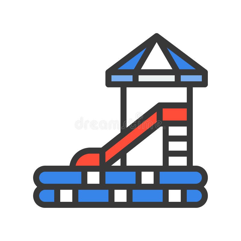 Water Slides Vector Icon, Filled Outline Style Editable Stroke Stock ...