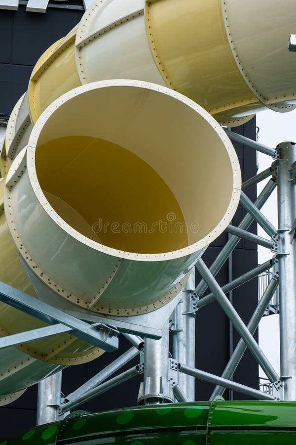 Water Slides of a Water Park Under Construction.. Stock Image - Image ...