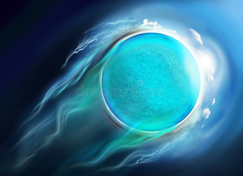 Water Small Planet Travel in Space Stock Illustration - Illustration of ...