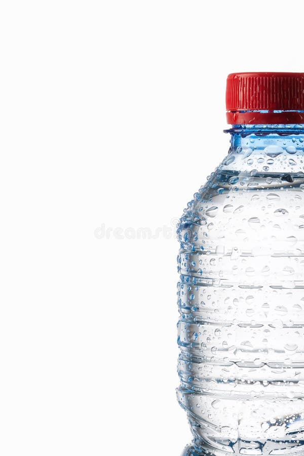 Water Small Plastic Water Bottle Water Drops White Back Stock Photos ...