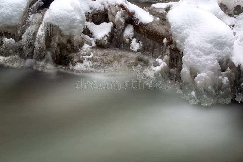 Water and Snow in Mountains - Slow Motion Picture Stock Image - Image ...