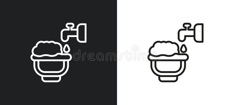 Water Soak Outline Icon in White and Black Colors. Water Soak Flat ...