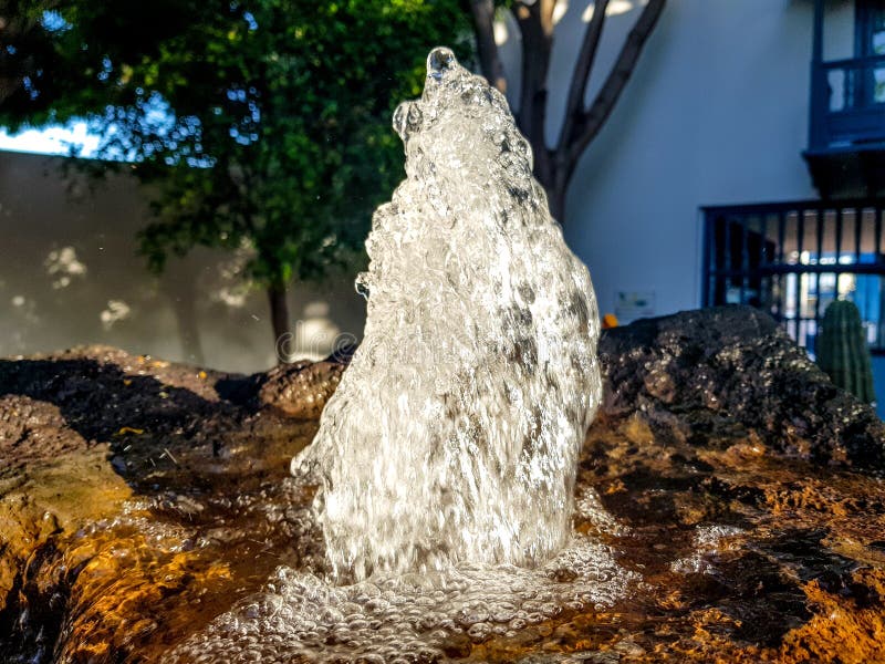 Water Source in the Foreground with Transparent Water Jet and ...
