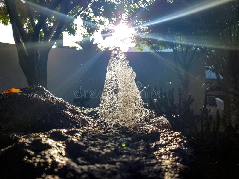 Water Source in the Foreground with Transparent Water Jet and ...