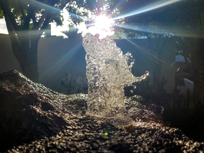 Water Source in the Foreground with Transparent Water Jet and ...