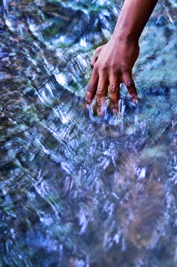Hand Touching Water, Source of Life Stock Image - Image of clean ...