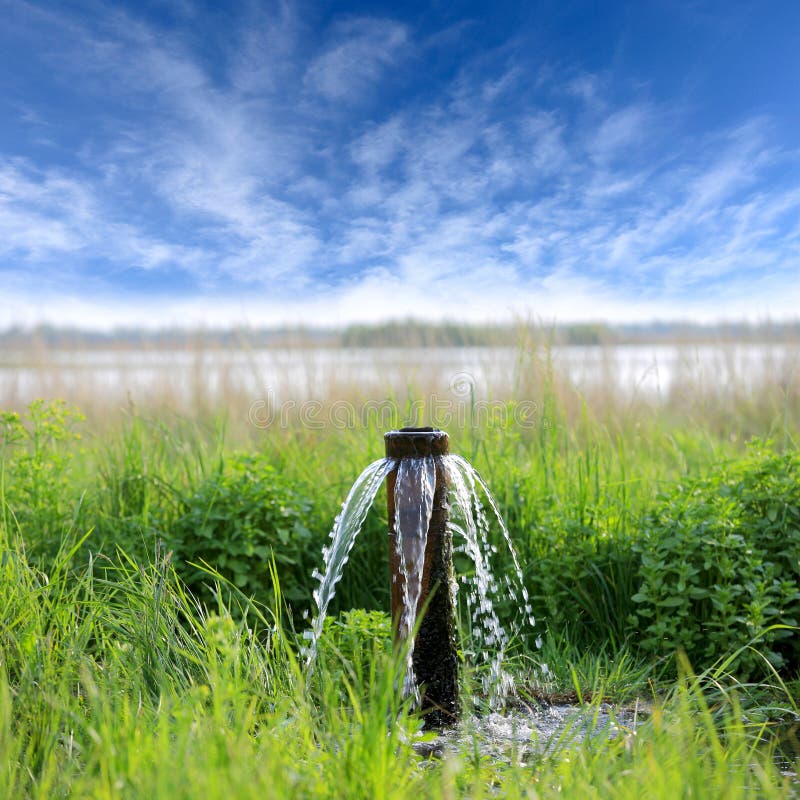 Water Source on Meadow in Steppe Stock Photo - Image of pure, blue ...