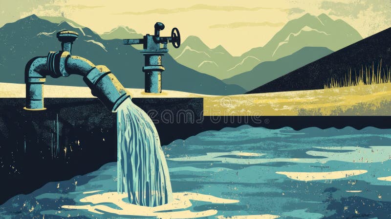 Water Source in Mountains stock illustration. Illustration of fluid ...