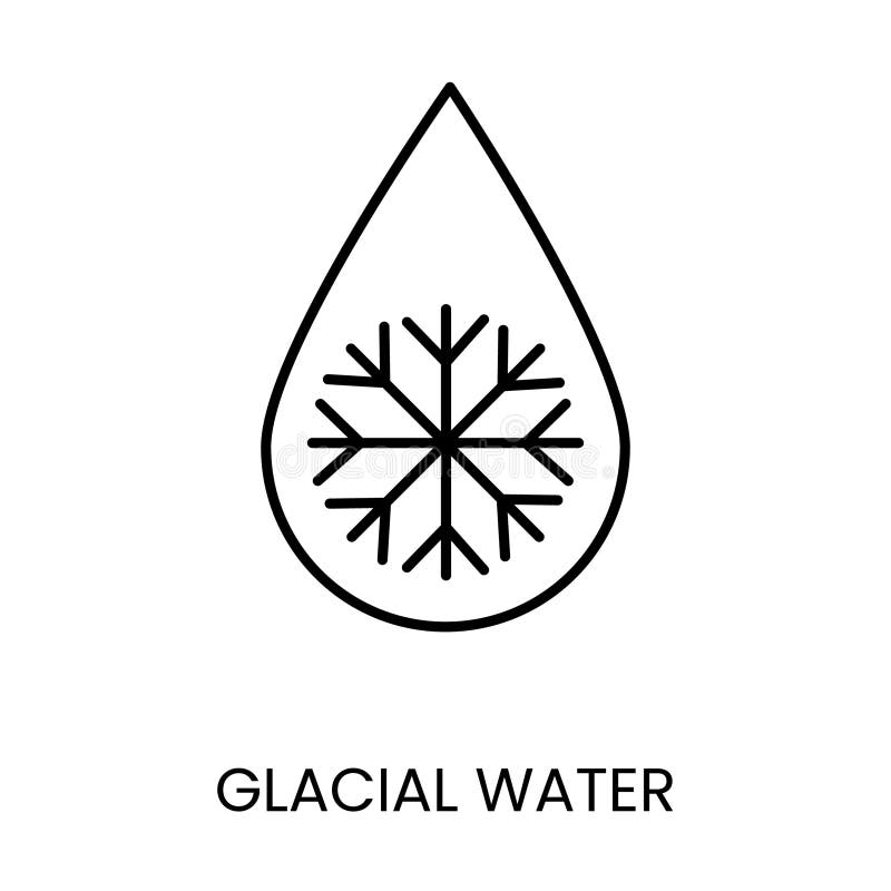 Water Sources, Glacier Line Icon Vector for Water Packaging with ...