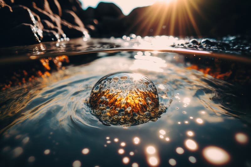 Radiant Sea with Sun Reflections. Generative AI Stock Illustration ...