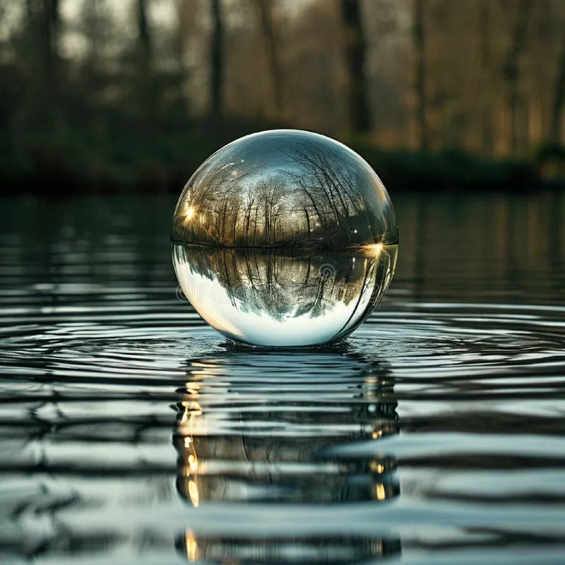 Water sphere on water stock image. Image of lighting - 378270761