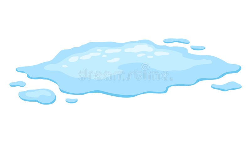 Water Spill Puddle. Blue Liquid Shape in Flat Cartoon Style Stock ...