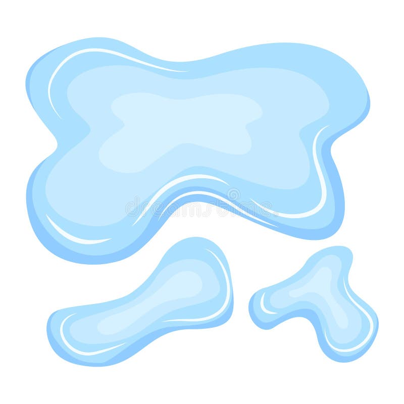 Water Spill Puddle. Blue Liquid Shape in Flat Cartoon Style Stock Image ...