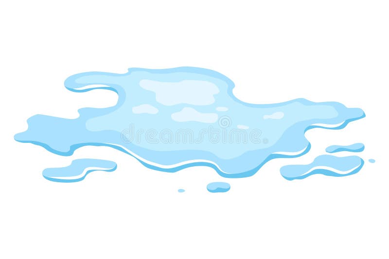 Water Spill Puddle. Blue Liquid Shape in Flat Cartoon Style Stock ...